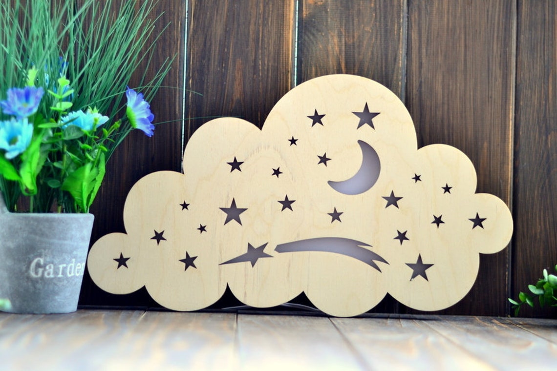 Celestial Stars and Moon Decor Cloud Lamp Star Lamp Moon - Etsy