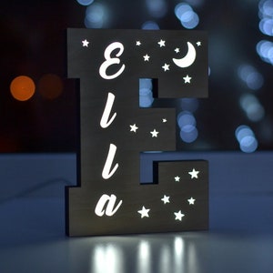 Girls Night Light With Custom Name Letter E Lamp Nursery - Etsy