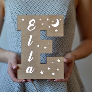 Girls Night Light With Custom Name Letter E Lamp Nursery - Etsy