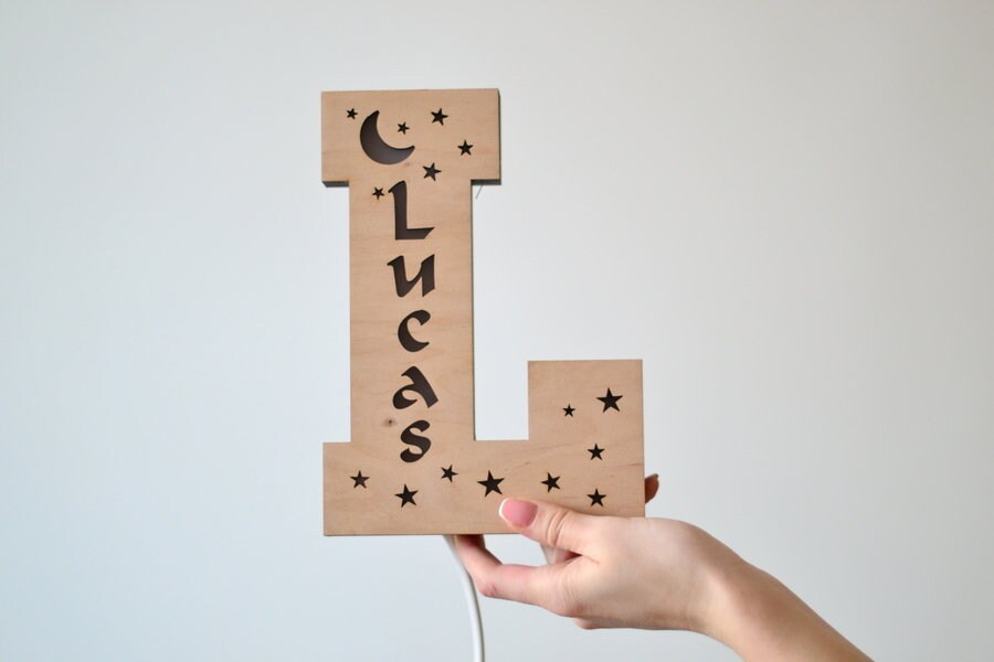 Light up Baby Boy or Girl Name Marquee Letter L Wood LED - Etsy