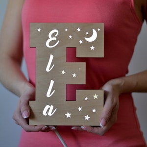 Girls Night Light With Custom Name Letter E Lamp Nursery - Etsy