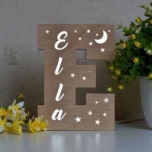 Girls Night Light With Custom Name Letter E Lamp Nursery - Etsy