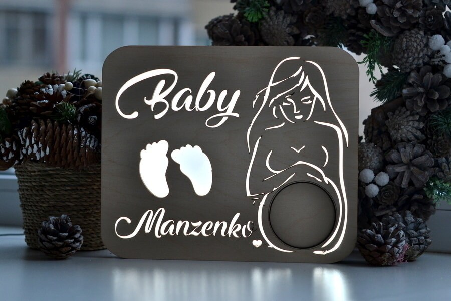 Pregnancy Announcement to Husband Wood LED Lamp With - Etsy