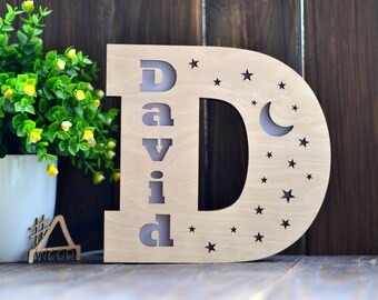 Letter Wooden Lamp - Etsy