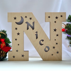 Wooden Letter N Lamp Nursery or Teenage Room Decor LED | Etsy