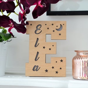 Girls Night Light With Custom Name Letter E Lamp Nursery - Etsy