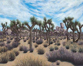 Desert Scene Print, Blush Pink Desert Painting, Print of Original Art ...