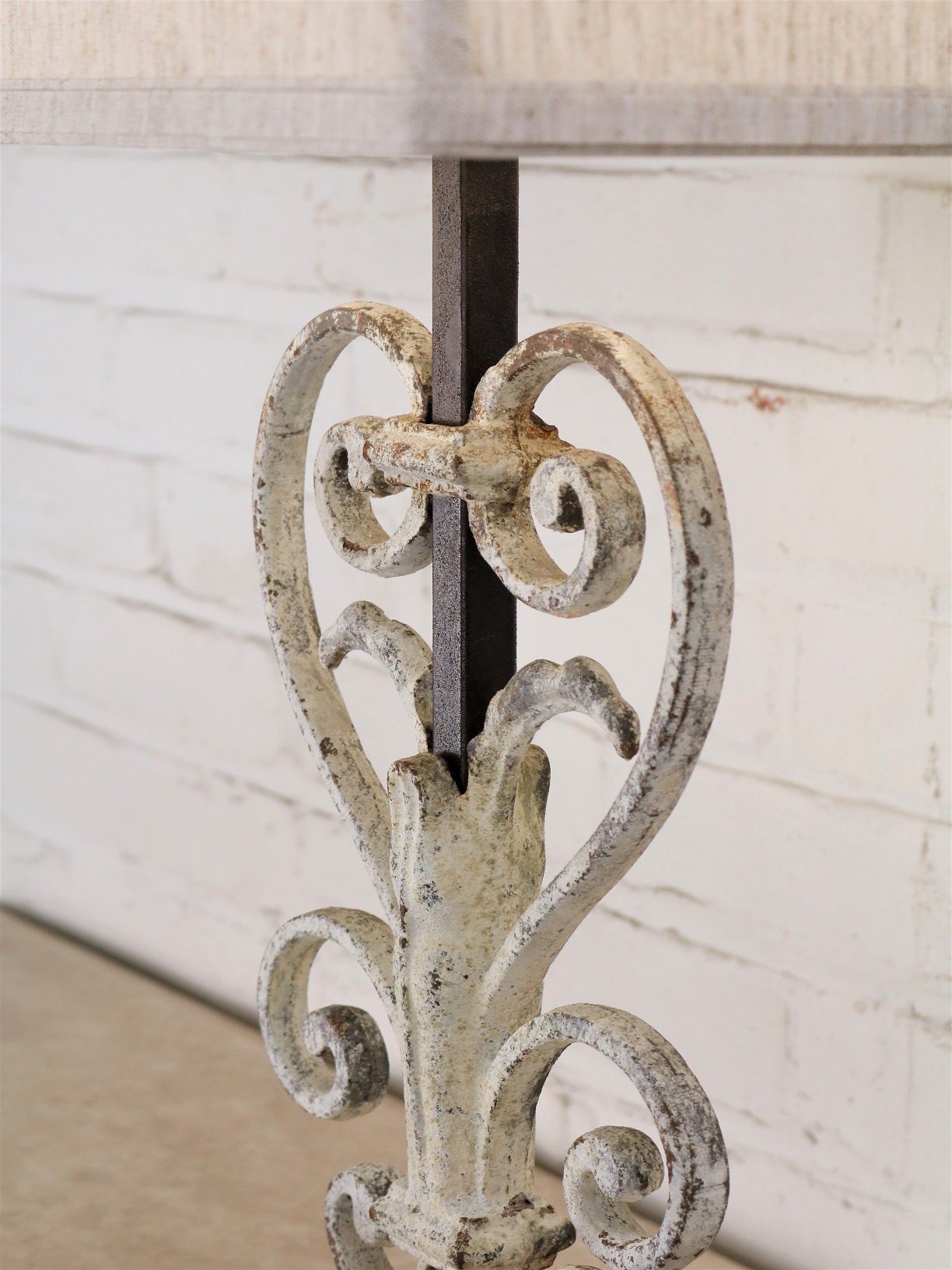 Handmade Iron Table Lamp With Linen Shade - Modern Rustic Heart Scroll ...