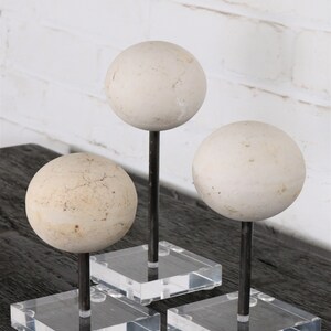 Reclaimed Limestone Filtration Ball on Stand-set of Three-acrylic ...
