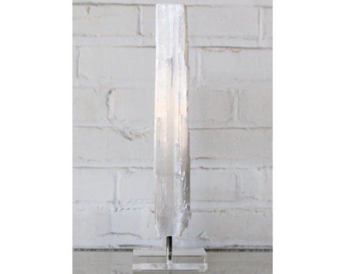 Selenite Crystal on Stand-acrylic/lucite Base-white Selenite-healing ...