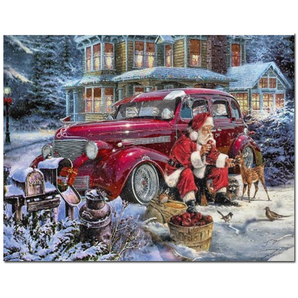 5D Diamond Painting Santa Claus Red Car Kit Diamond Embroidery - Etsy