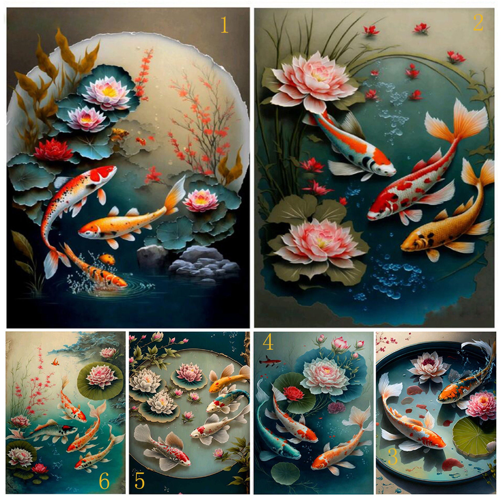 5D Diamond Painting Koi Fish Lotus Pond Full Drill Kit DIY - Etsy