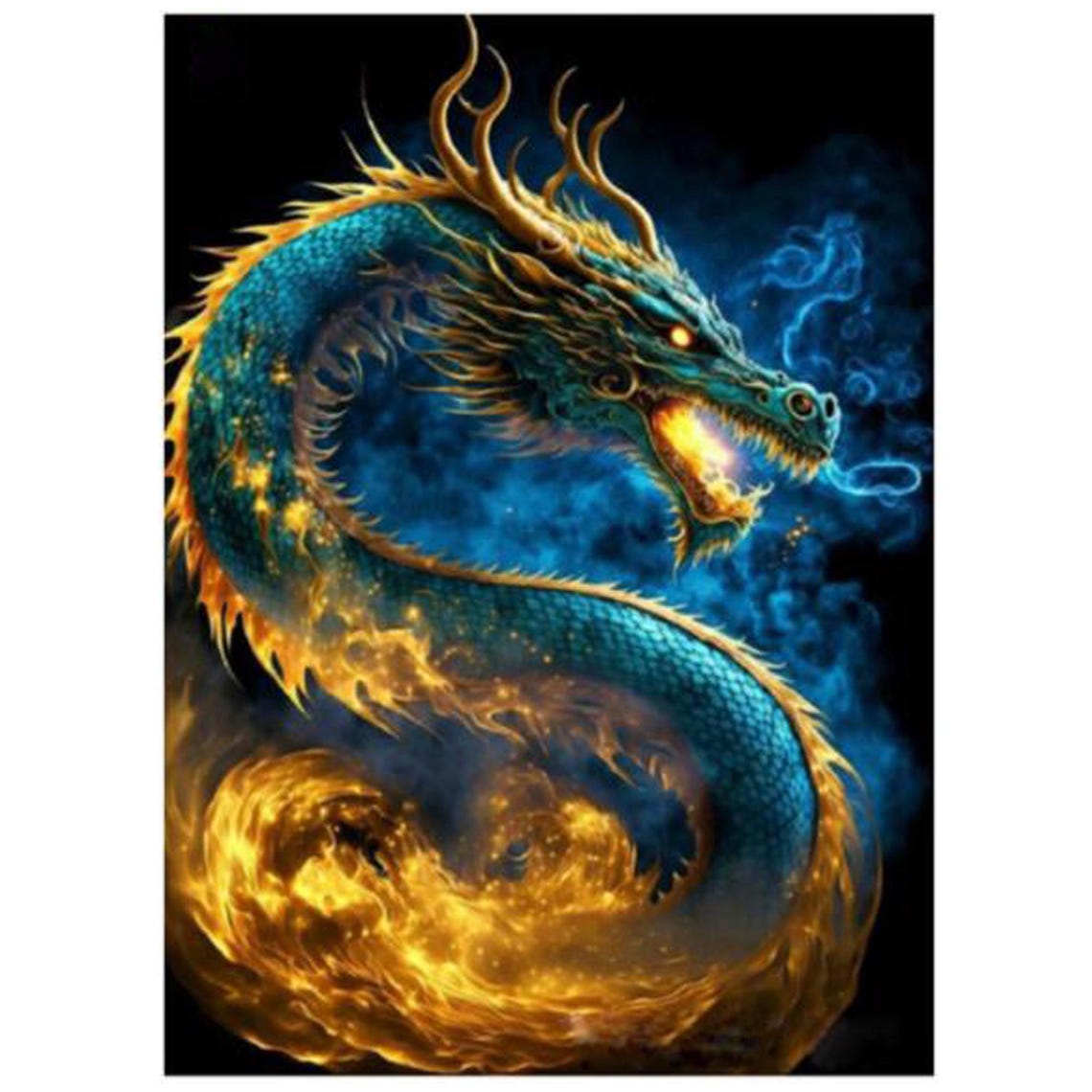5D DIY Diamond Painting Dragon Full Drill Resin Rhinestones Cross ...