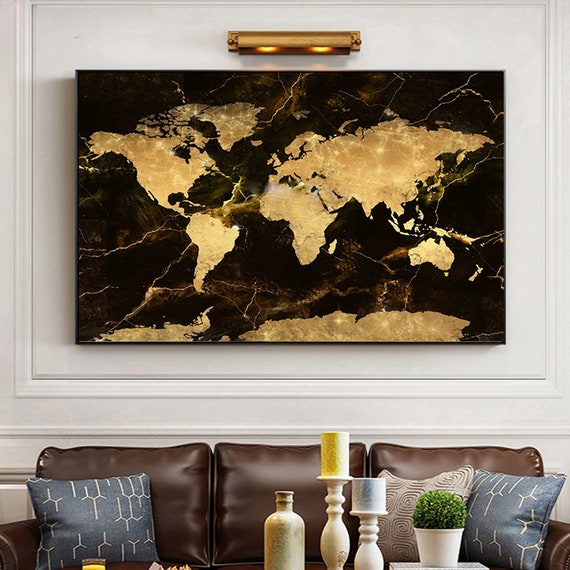 Golden world map Diy Diamond painting Diamond embroidery | Etsy