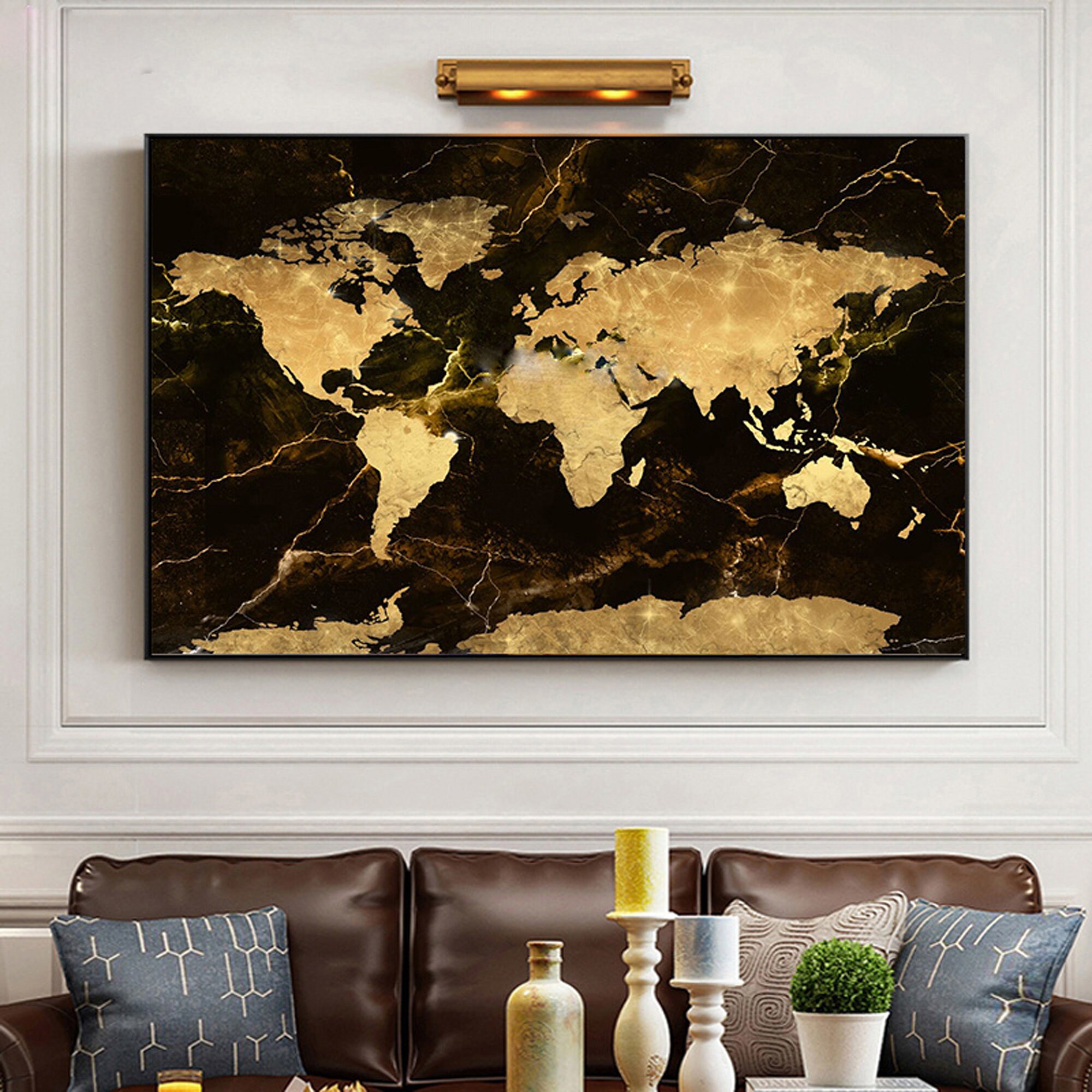Golden world map Diy Diamond painting Diamond embroidery | Etsy