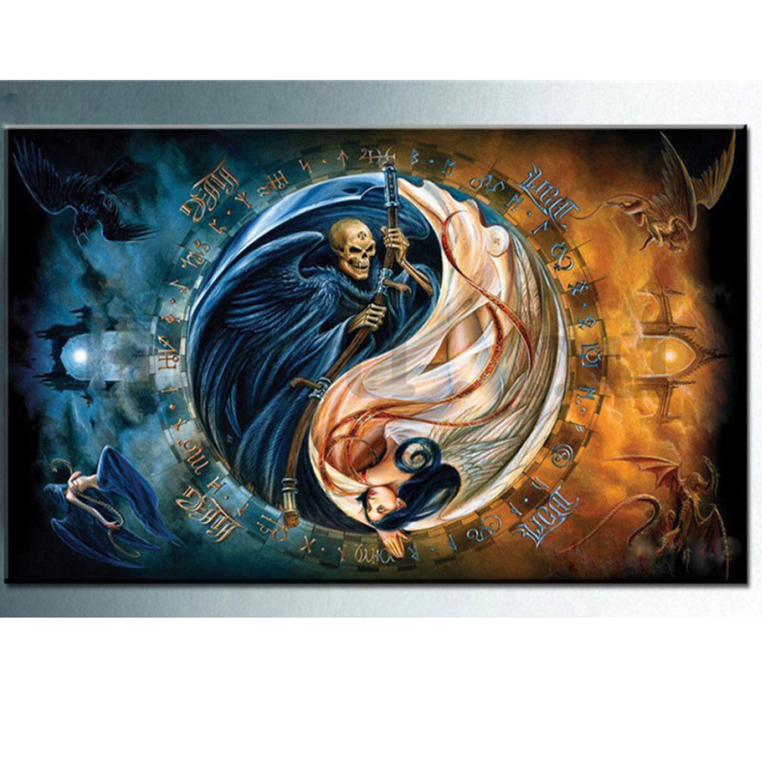 Large Size Diamond Embroidery Yin Yang Angel Demon DIY 5D Diamond ...