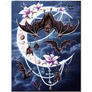 DIY Diamond Embroidery Bat Picture Rhinestone Cross Stitch Diamond ...