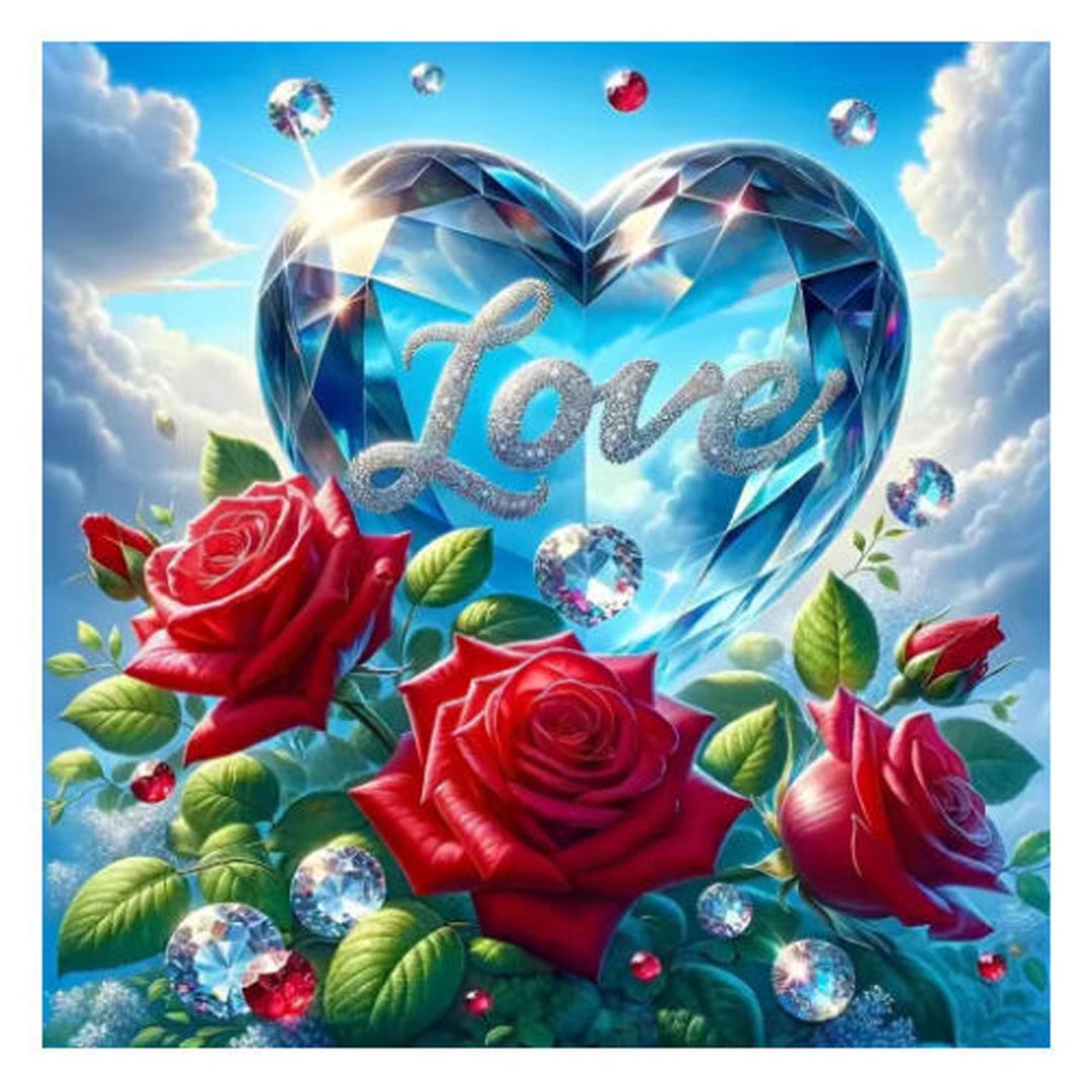 5d Diamond Painting Heart Rose Flower Art Valentine's Day Gift - Etsy