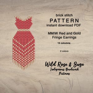 MMIW Stolen Sisters Red Dress Seed Bead Fringe Earring Pattern | Brick ...