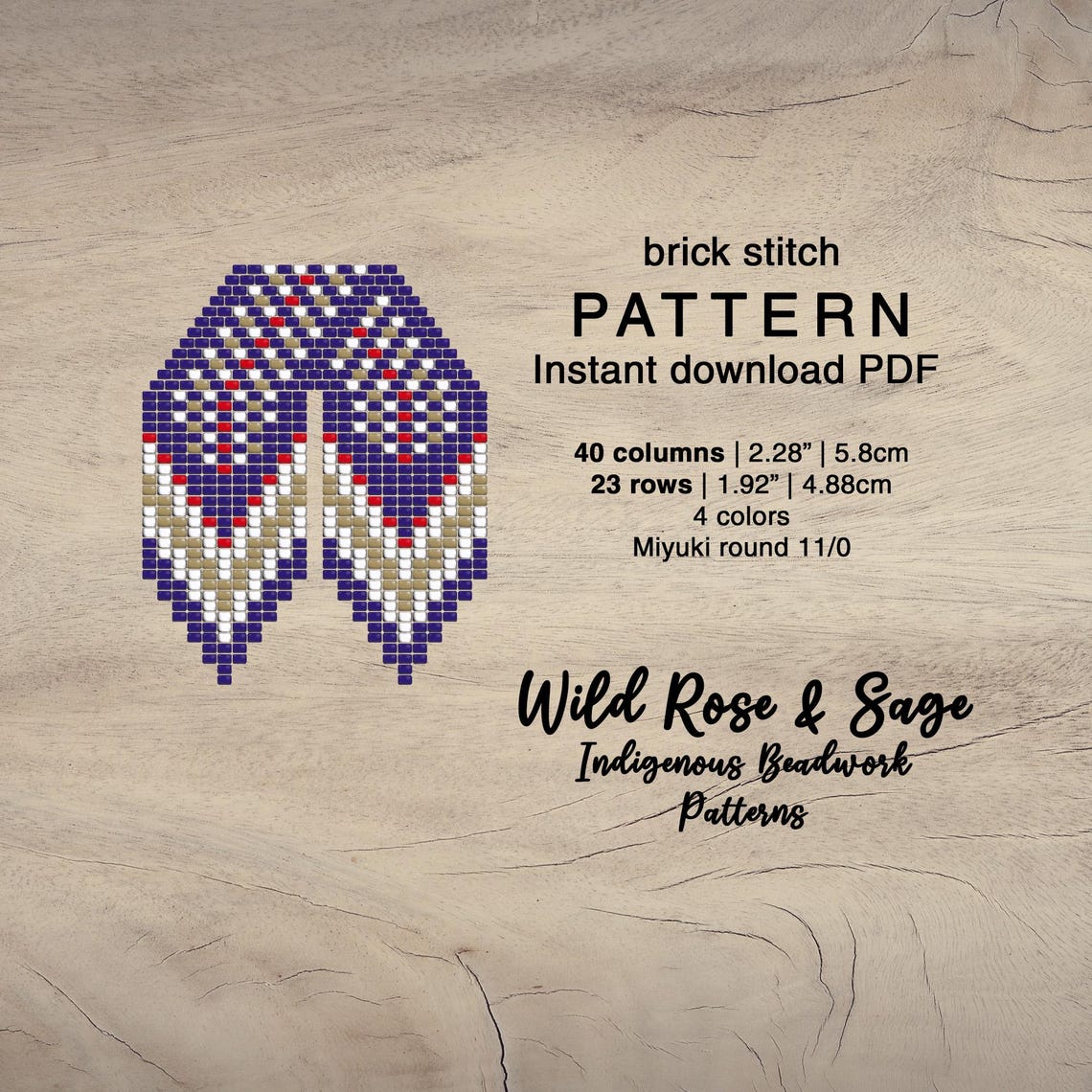 Metis Sash Seed Bead Fringe Pattern Brooch Pin | Native Jewelry | Brick ...