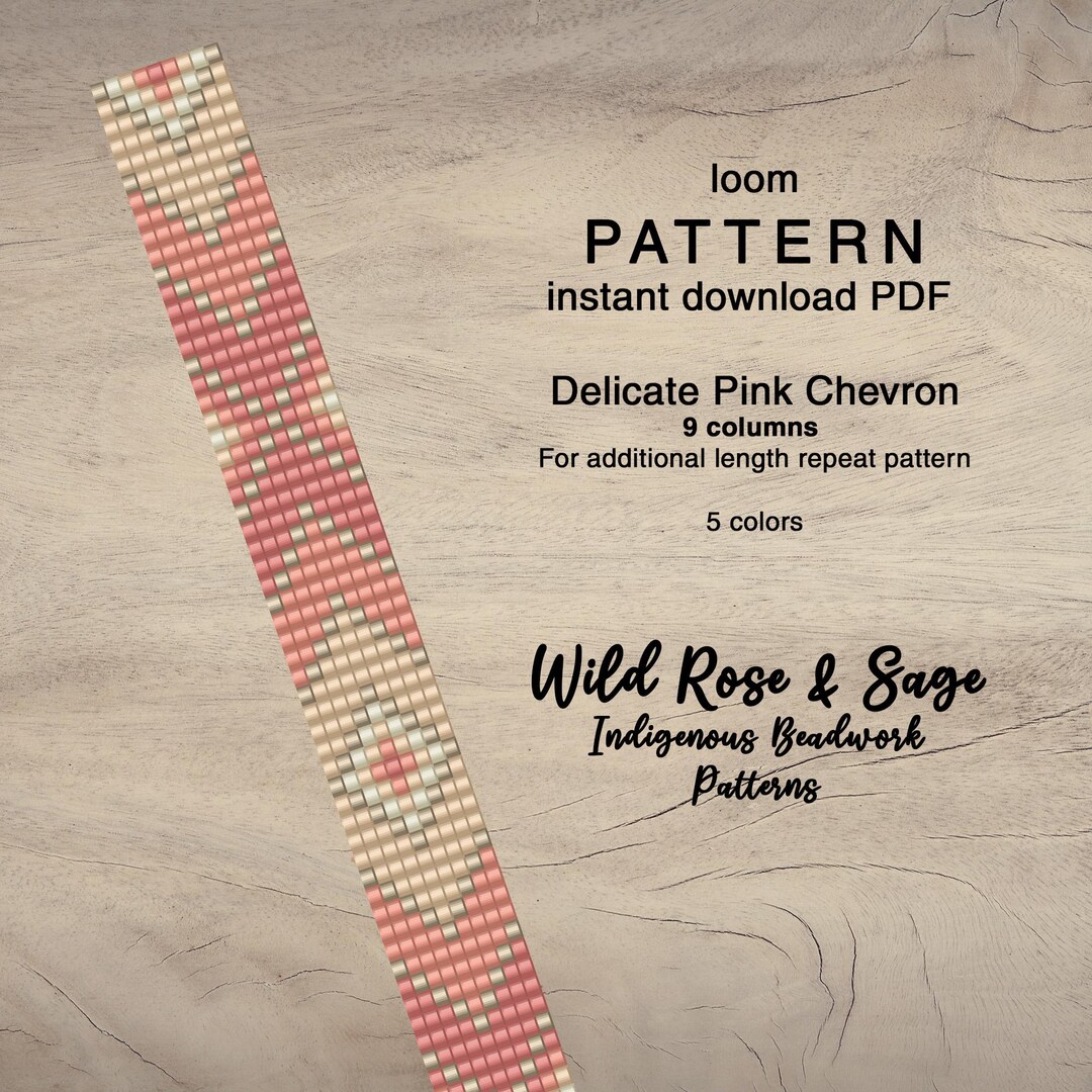Bead Loom Pattern | Pink and Gold PDF Seed Bead Hat Band Pattern ...