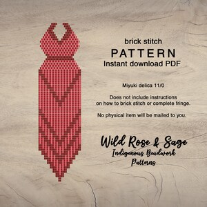 MMIW Stolen Sisters Red Dress Halter Seed Bead Fringe Earring Pattern ...
