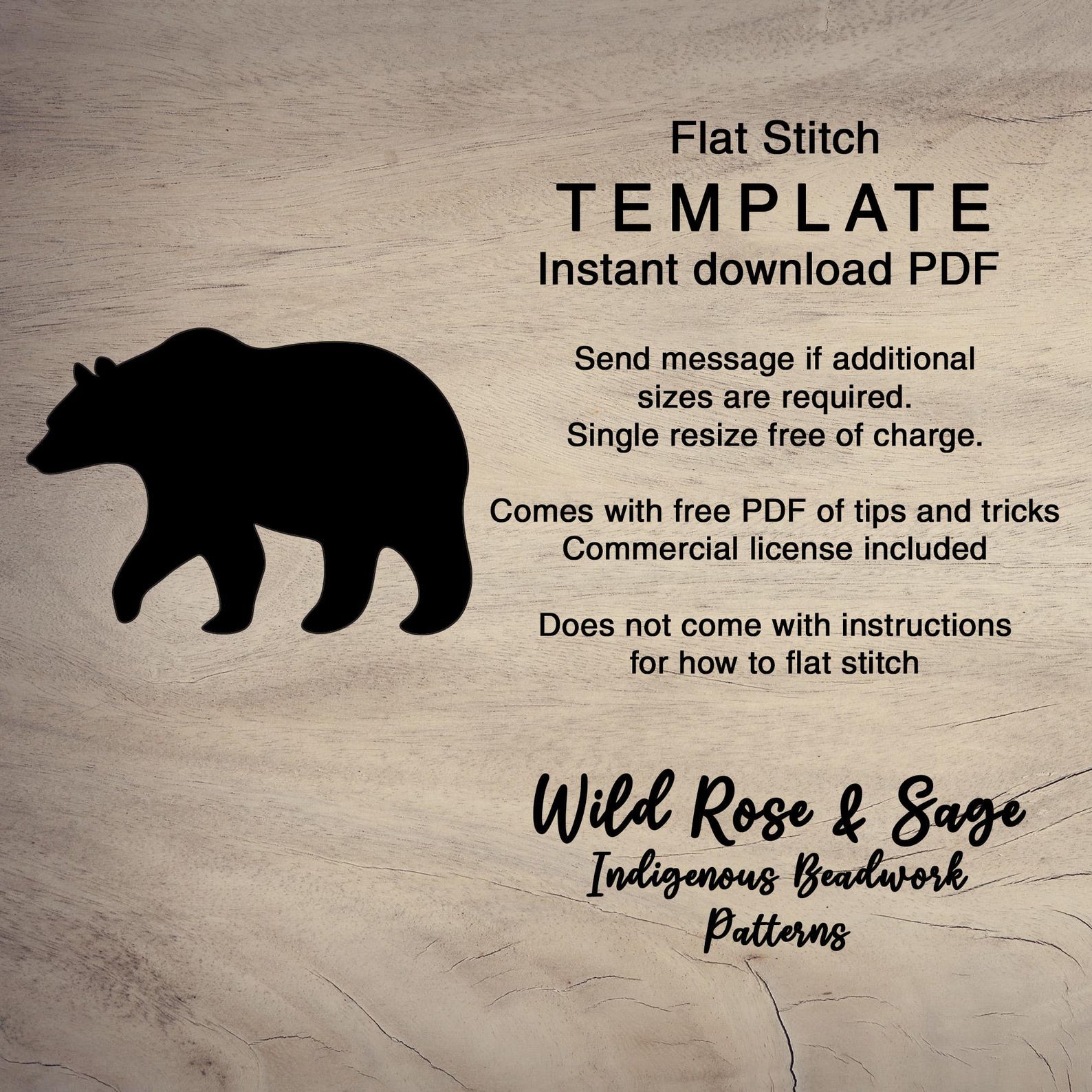 Bear PDF Indigenous Beading Pattern | Seed Bead Template | Flat Stitch ...