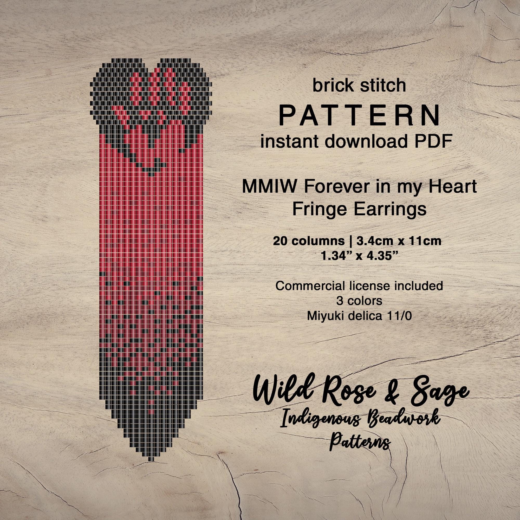 MMIW Stolen Sisters Ombre Bead Fringe Earring Pattern Miyuki Delica 11 ...