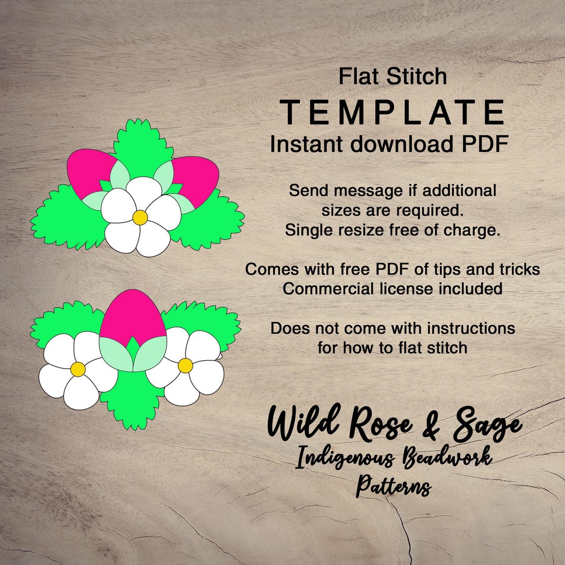 Strawberry Flat Stitch Bead Pattern Set | Barrette Set Floral PDF Seed ...
