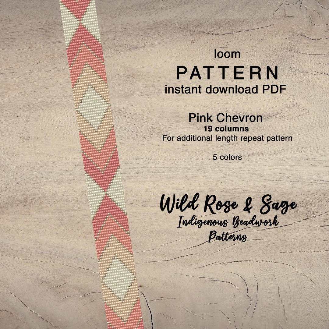 Chevron Bead Loom Pattern | Pink and Gold PDF Seed Bead Bracelet ...