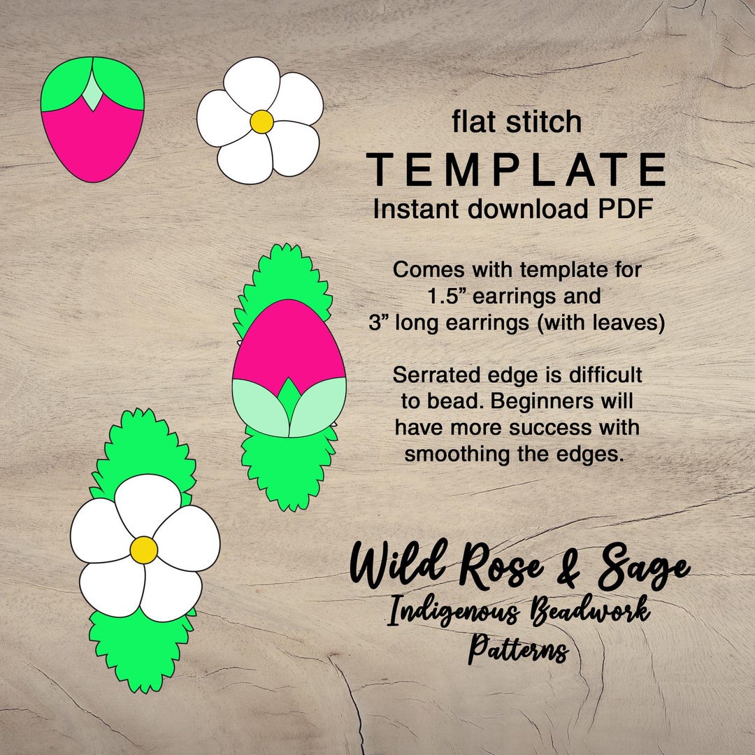 Strawberry Flat Stitch Bead Pattern Set | Earring Set Floral PDF Seed ...