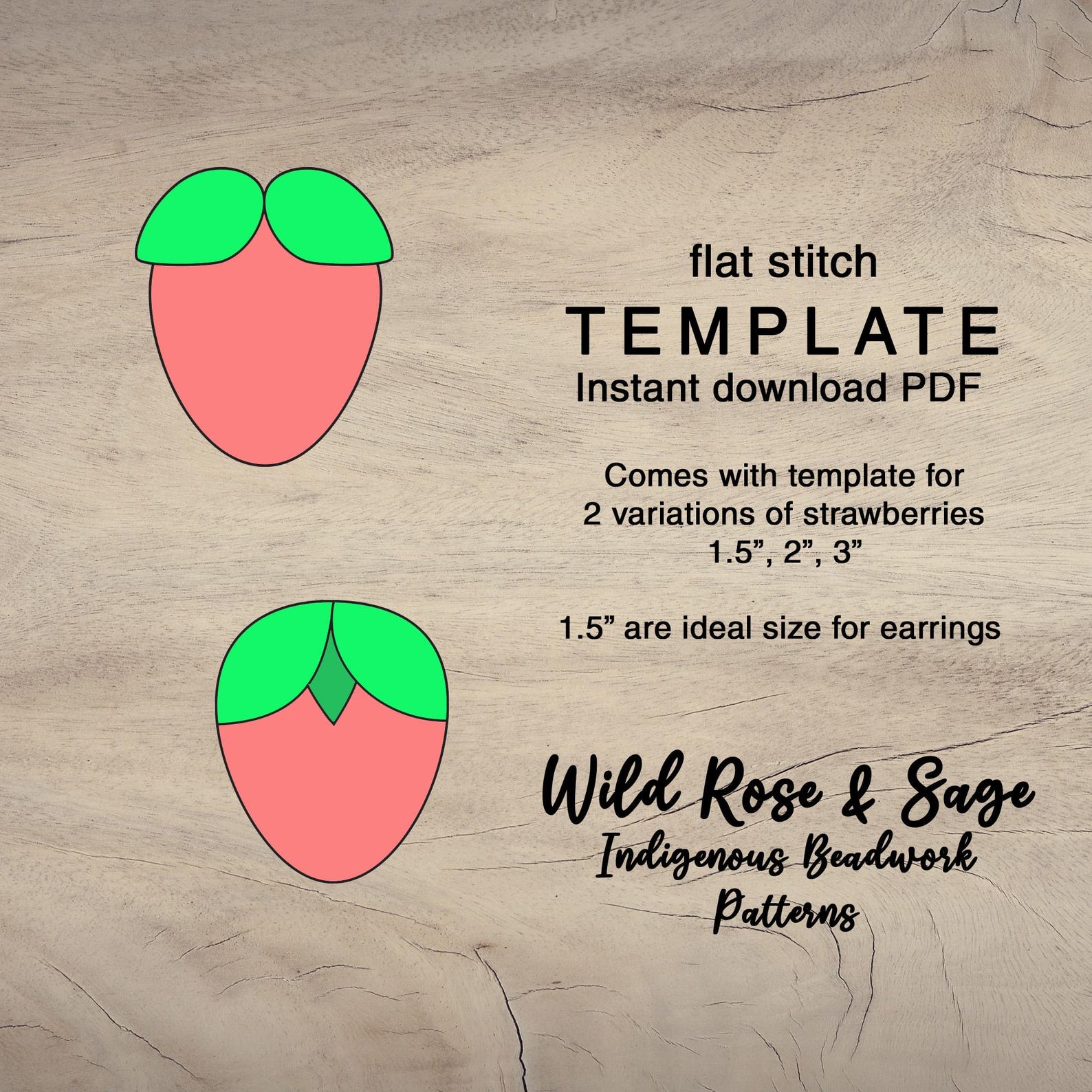 Strawberry PDF Seed Bead Template | Indigenous Beading Pattern | Flat ...