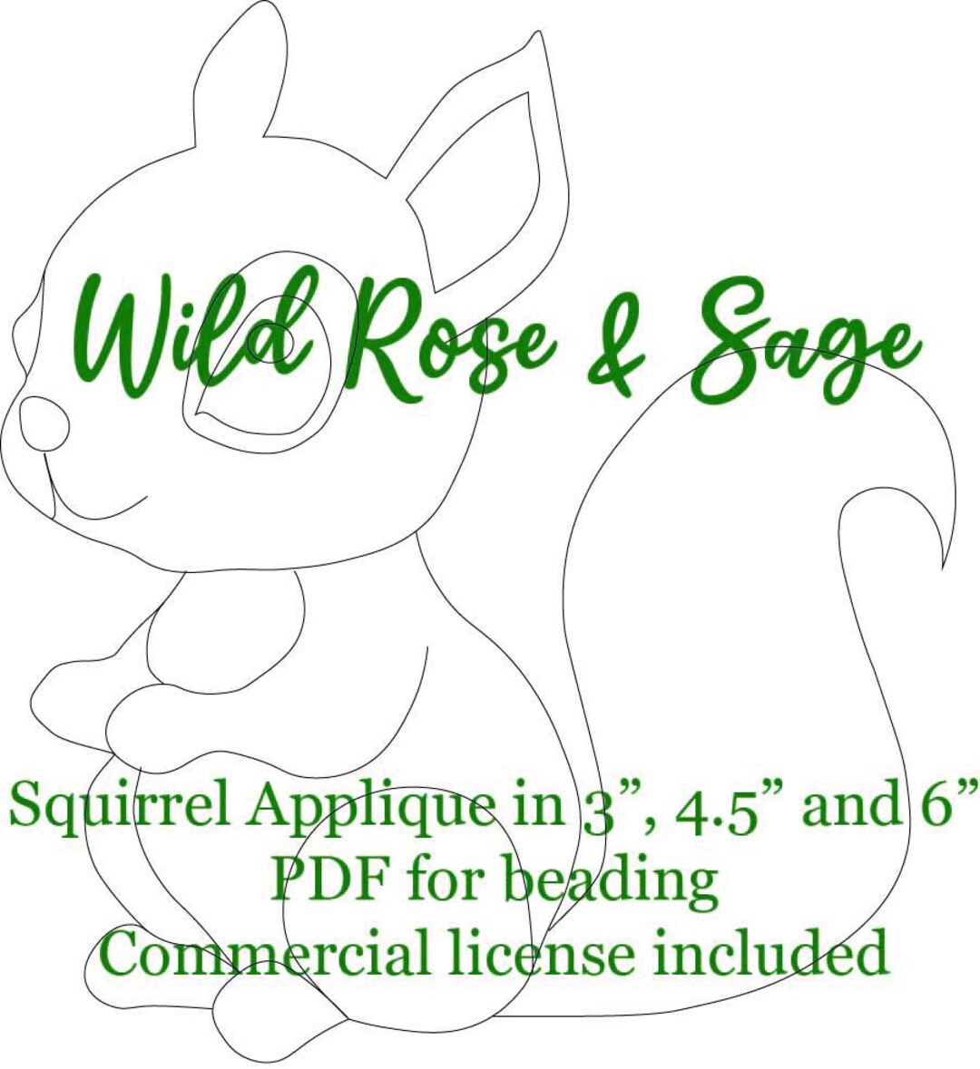 Squirrel Outline Seed Bead Template | Beadwork Embroidery Pattern ...