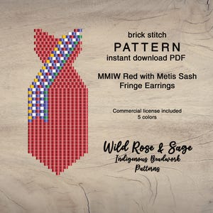 MMIW Stolen Sisters With Metis Sash Seed Bead Fringe Earring Pattern ...