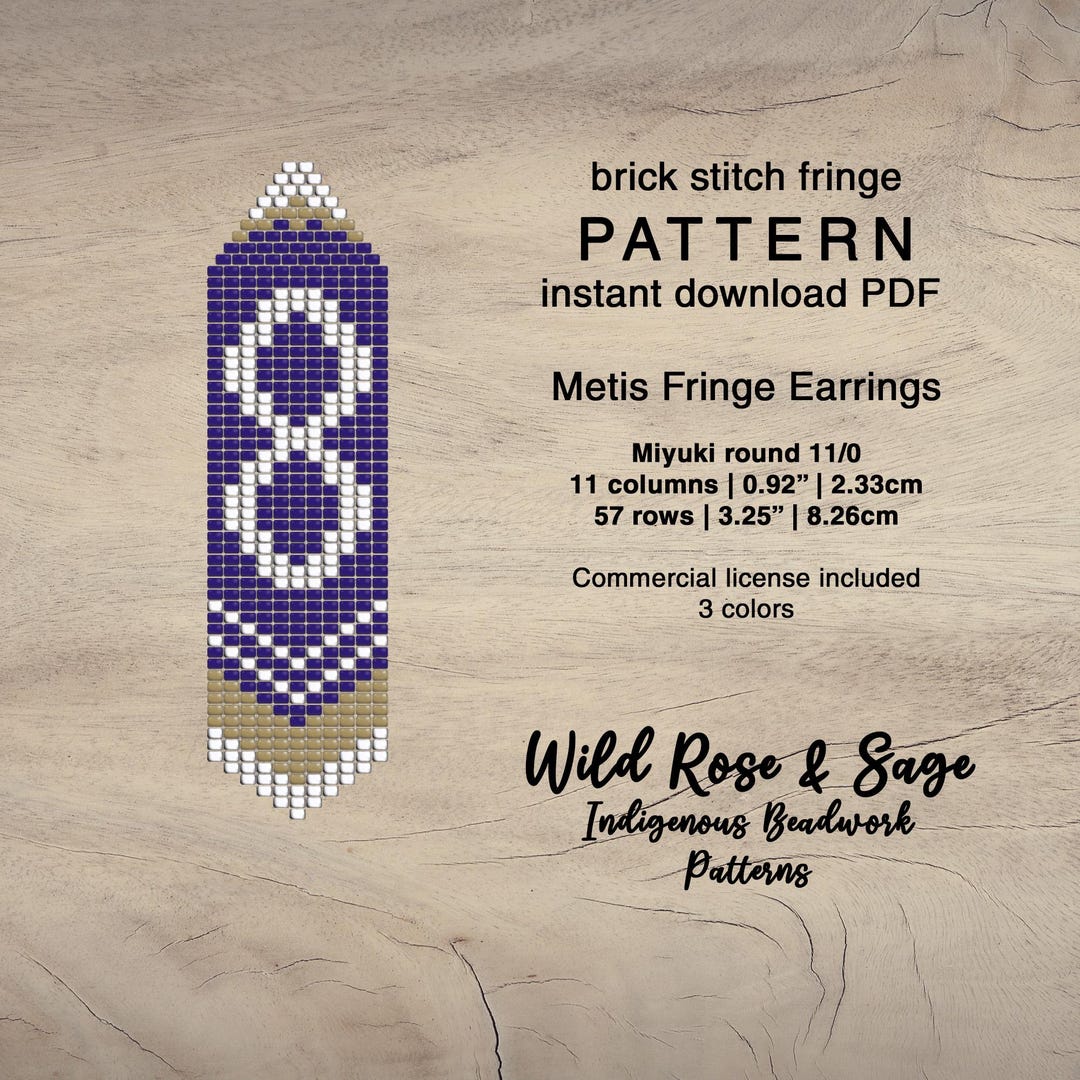 Metis Sash Seed Bead Fringe Earring Pattern | Native Jewelry | Brick ...