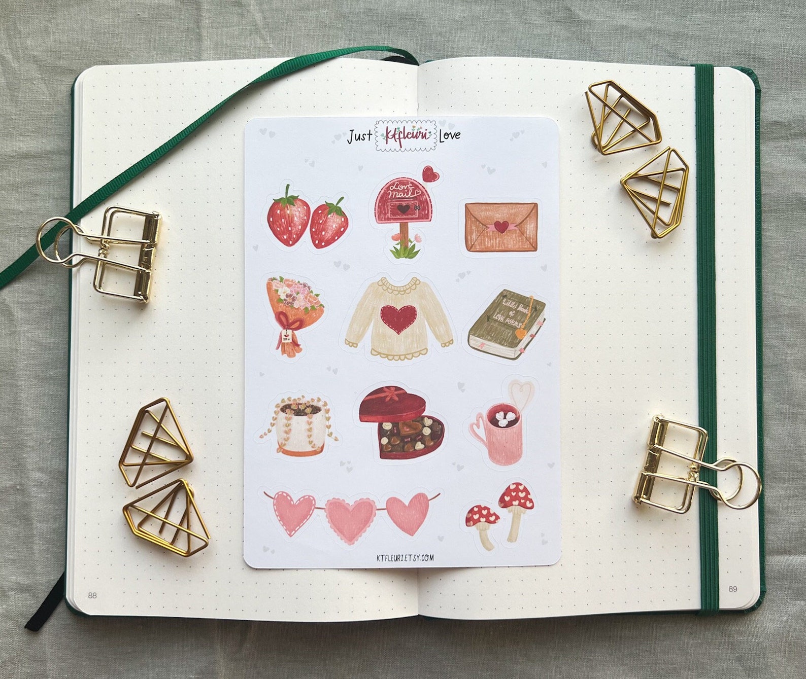 JUST LOVE Hearts STICKER Sheet | Bujo Deco Planner Journal Stickers ...