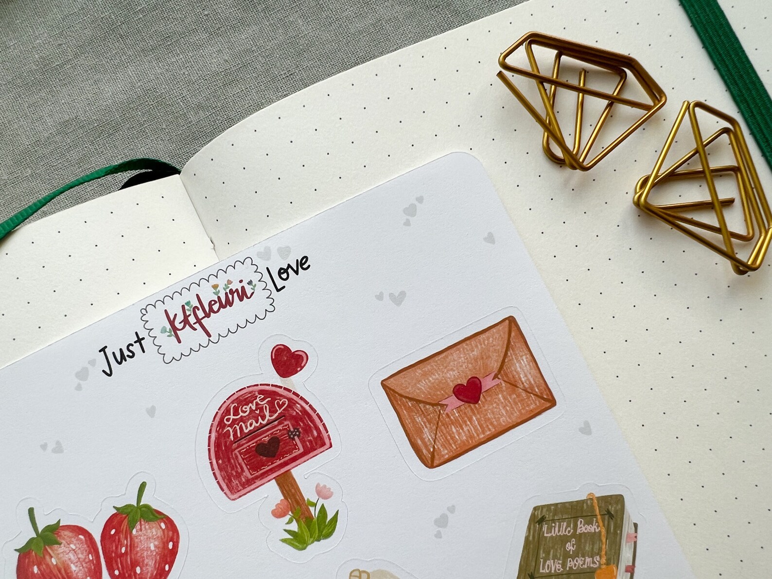 JUST LOVE Hearts STICKER Sheet | Bujo Deco Planner Journal Stickers ...