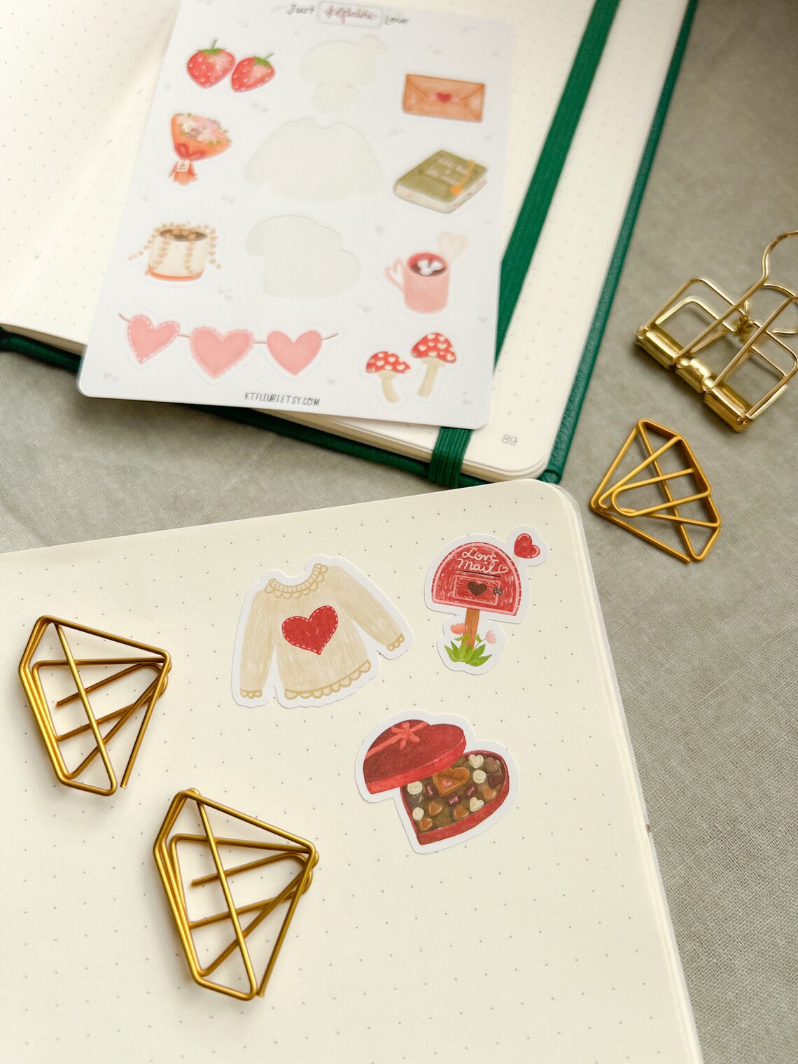 JUST LOVE Hearts STICKER Sheet | Bujo Deco Planner Journal Stickers ...