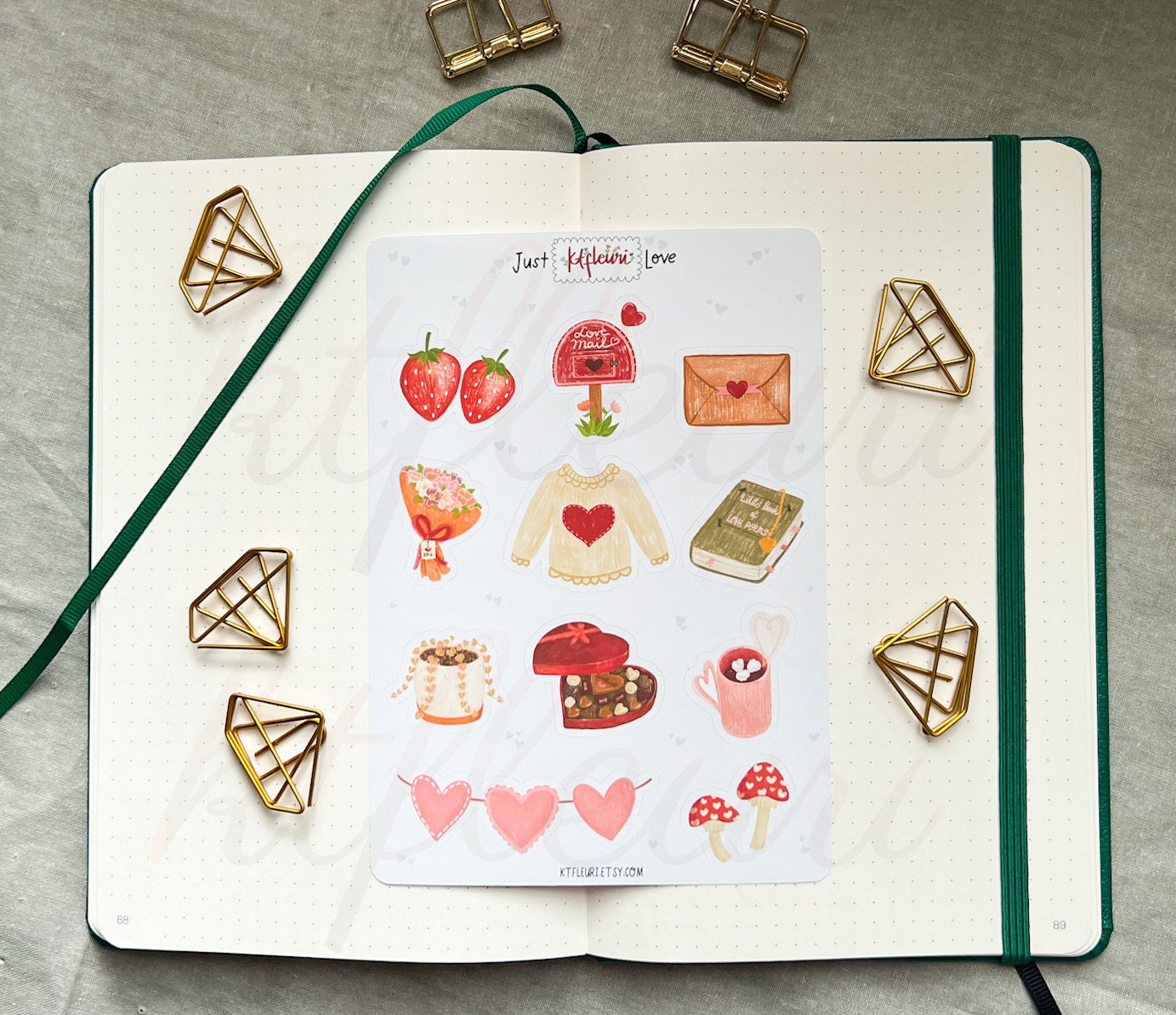 JUST LOVE Hearts STICKER Sheet | Bujo Deco Planner Journal Stickers ...