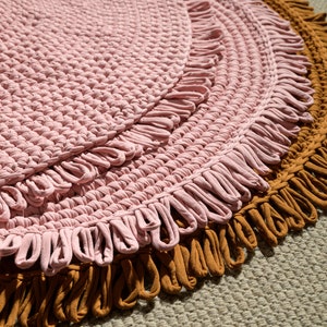 Rust Trendy Rug, Round Carpet for Nursery, Crochet Rug, Peach Rug ...