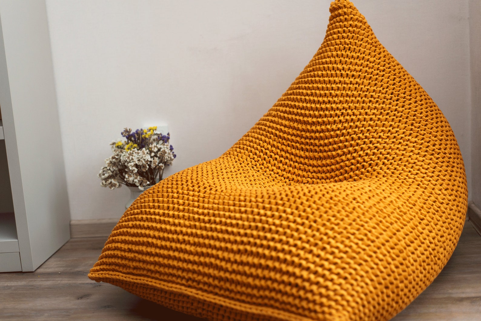 Mustard Bean Bag Chair, Rust Floor Seating, Chair for Living Room, 100% ...