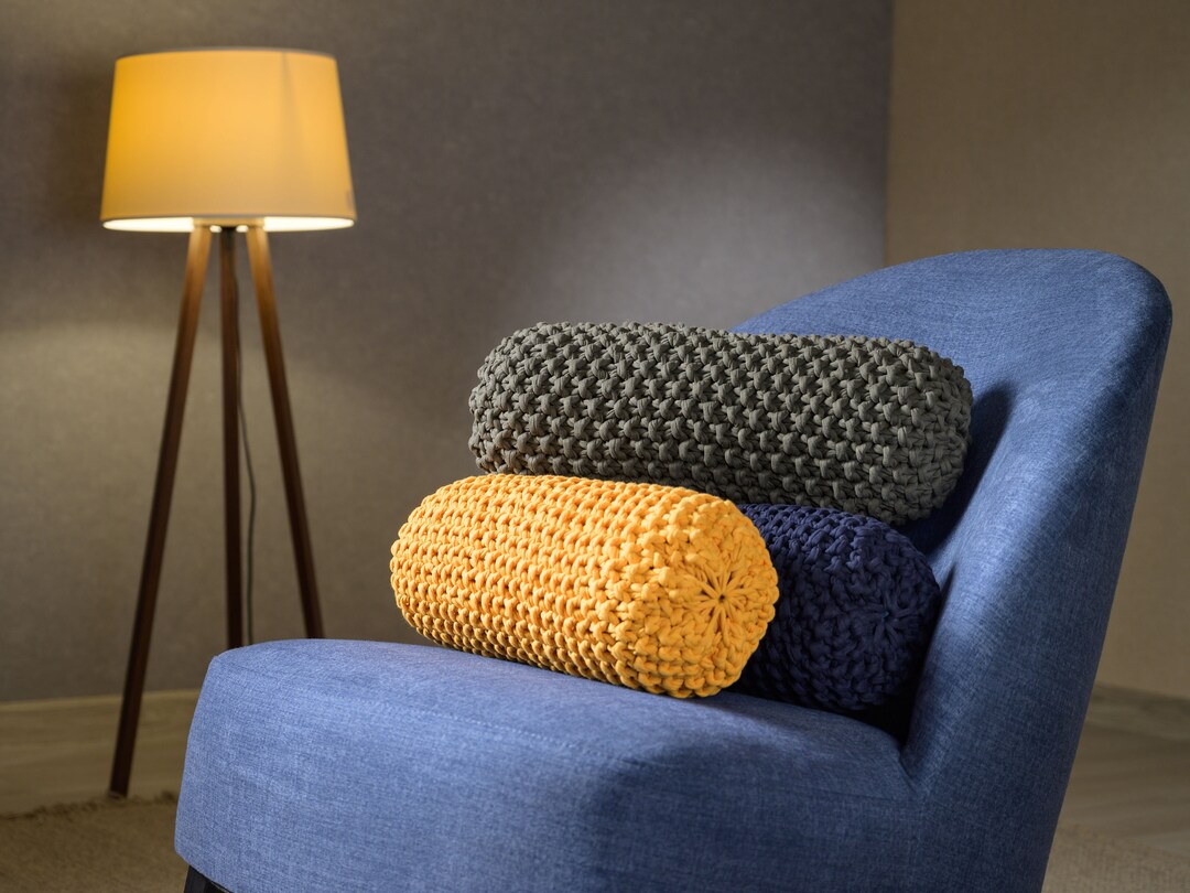 Mustard/khaki Sofa Pillow, Shaped Throw Pillow, Roll Tube Cushion, Yoga ...