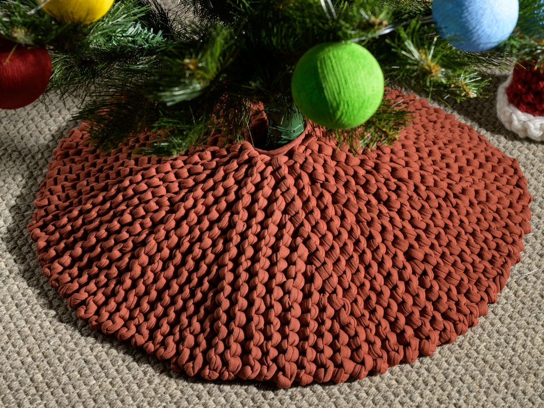 Christmas Tree Skirt, Copper Tree Wrap, Knitted Tree Skirt, Jumbo Tree ...