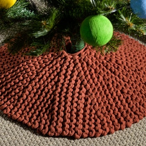 Christmas Tree Skirt, Copper Tree Wrap, Knitted Tree Skirt, Jumbo Tree ...