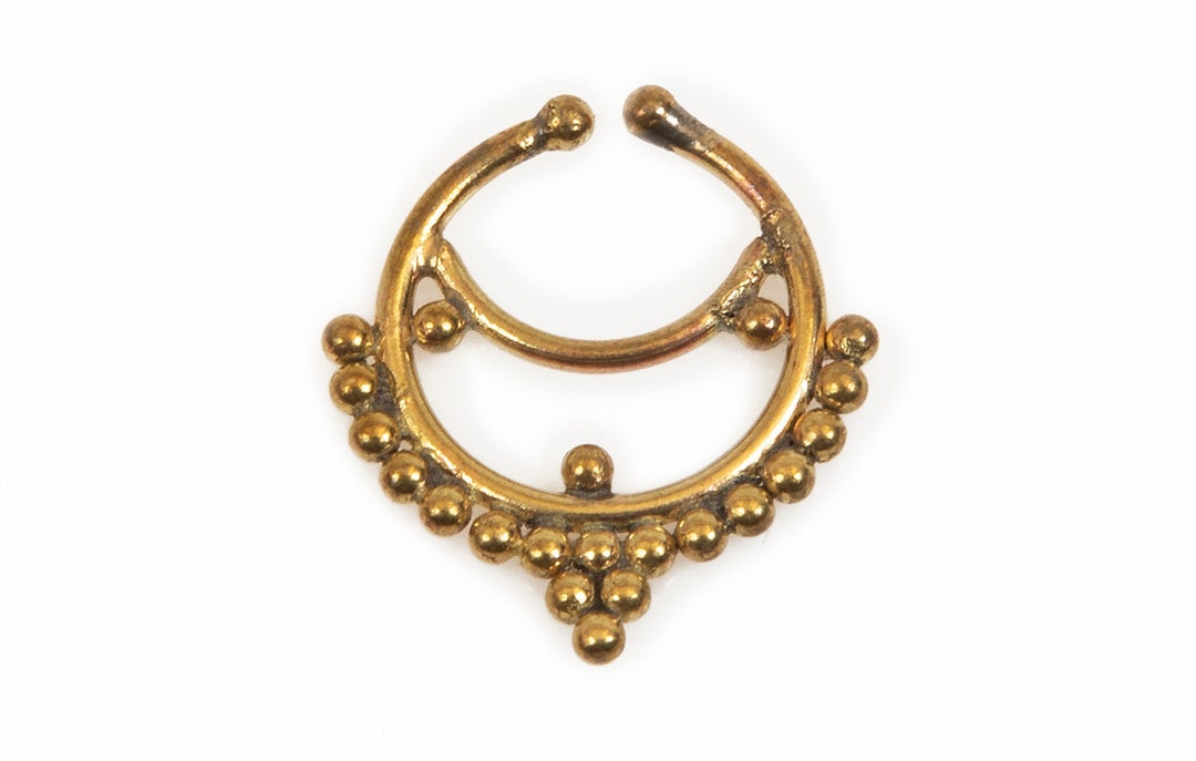 Faux Septum Ring - Brass - Moon & Dots - Etsy