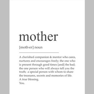 Mother Print Mother Definition Mother Poster Mother Quote - Etsy