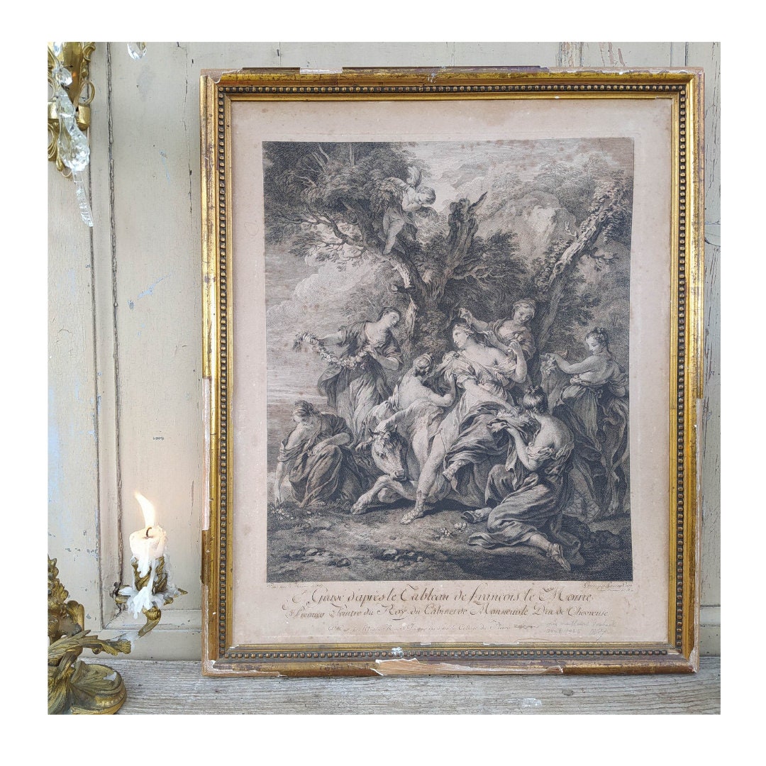 Original 17th Century Antique French Etching Rococo Style Rare ...