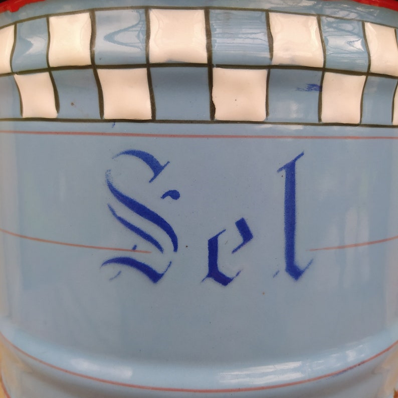 Antique French Blue Salt Cellar ~ Blue and White Checkered "lustucru ...