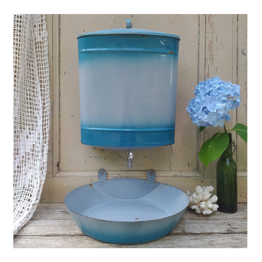 Vintage Blue French Enamelware French Wash Basin French Lavabo Rustic ...