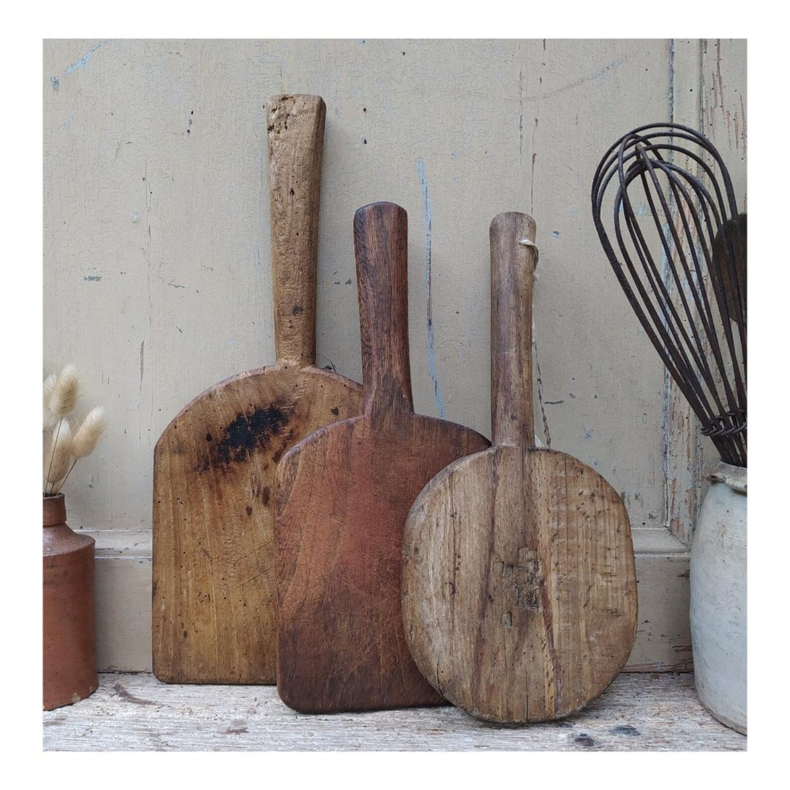 3 French Antique Wooden Laundry Beaters Antique French Farmhouse ...